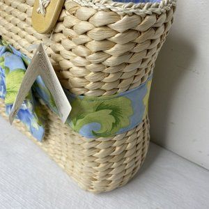 April Cornell | Bags | New April Cornell Straw Hand Bag Floral Bow ...